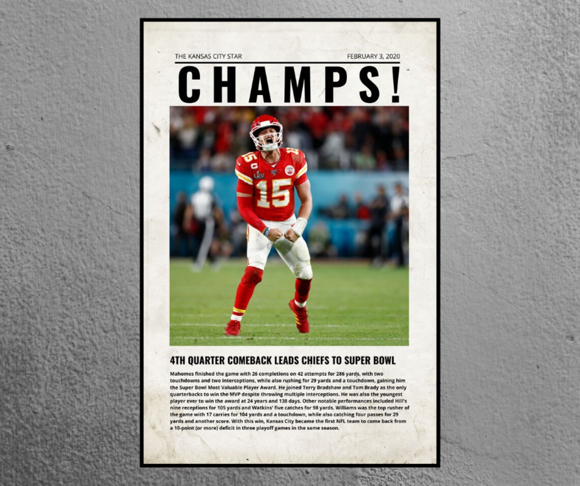 Kansas City Chiefs Newspaper Chiefs Super Bowl Patrick | Etsy