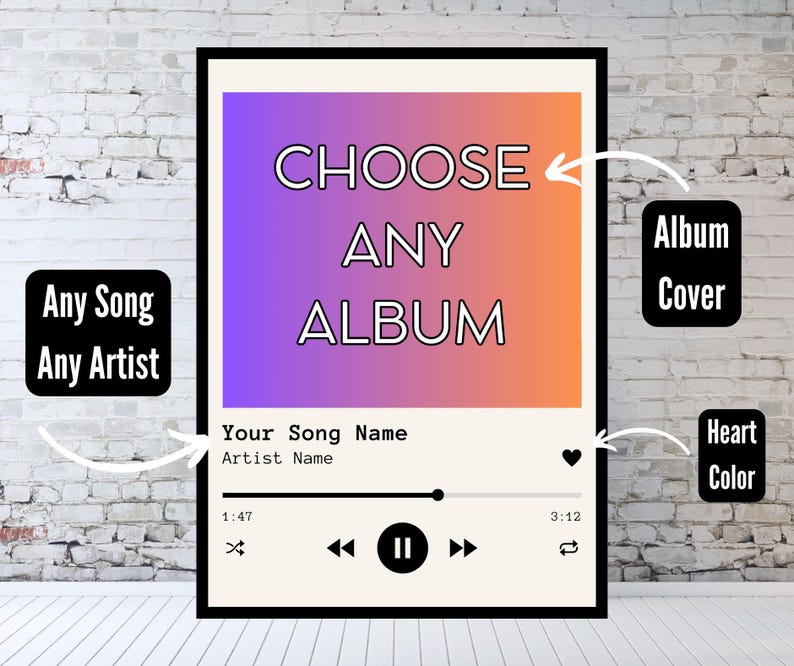 Personalized Album Cover Art Print: Custom Song (11x14 Inches) - Etsy