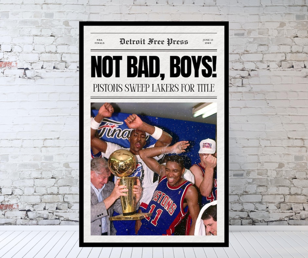 1989 Detroit Pistons Newspaper Print, NBA Finals Champions, Pistons ...