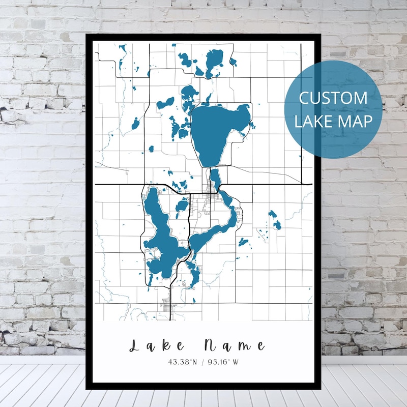 Custom Lake Map - Etsy