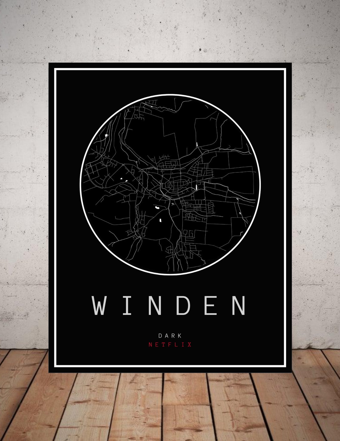 Winden Map Print Dark Netflix Winden Germany Dark TV - Etsy