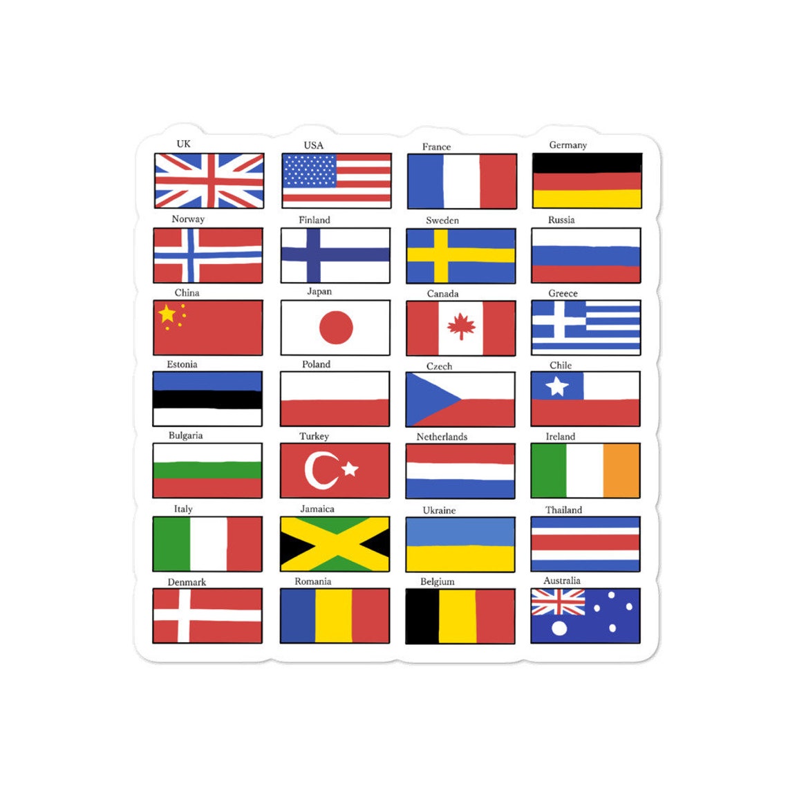28 Homemade National Flags as Shown. All 28 Named Flags Fit on 1, A4 ...