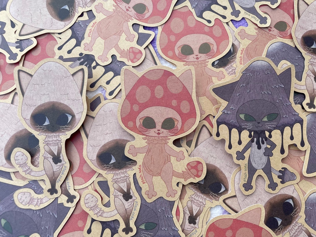 Mushroom Cat Stickers - Etsy