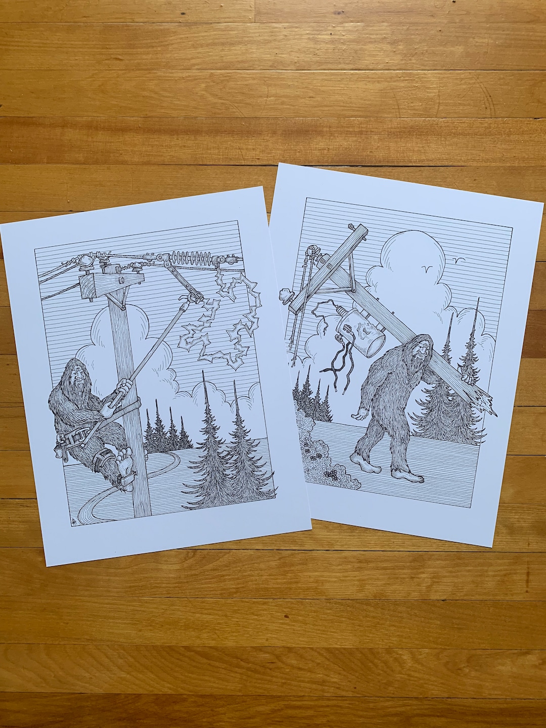 Bigfoot Lineman Art Prints - Etsy