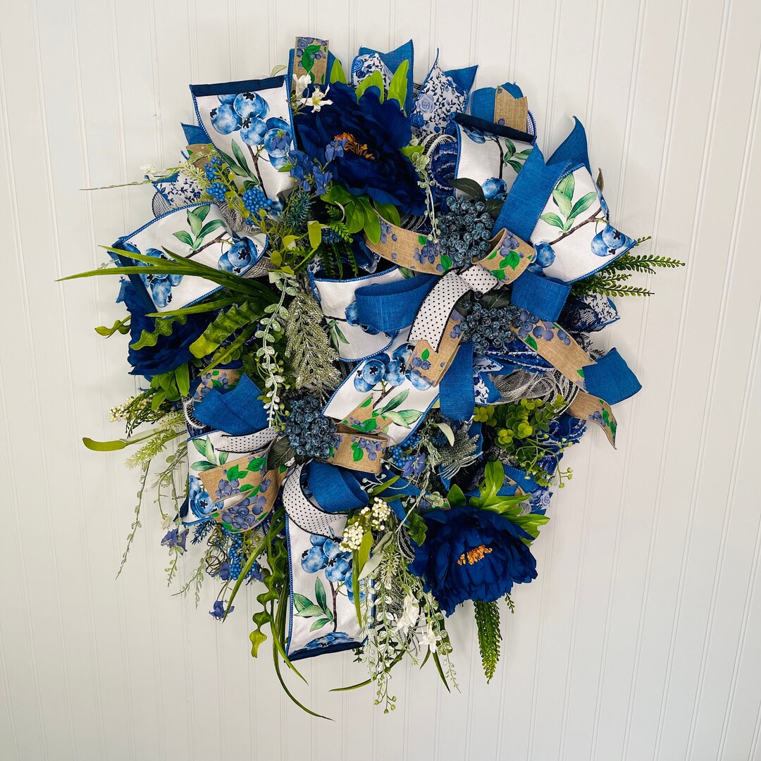 Blueberry Wreath for Front Door, Elegant Blueberry Decor, Everyday ...