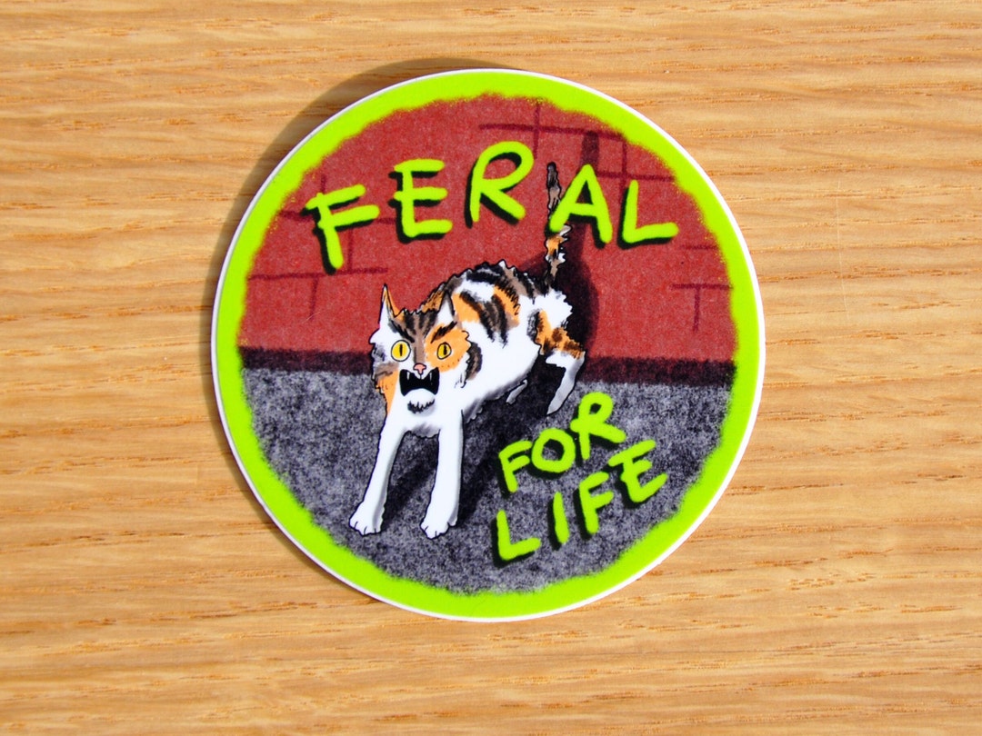 Feral Cat Sticker | Feral for Life Sticker | Funny Feral Cat Sticker - Etsy