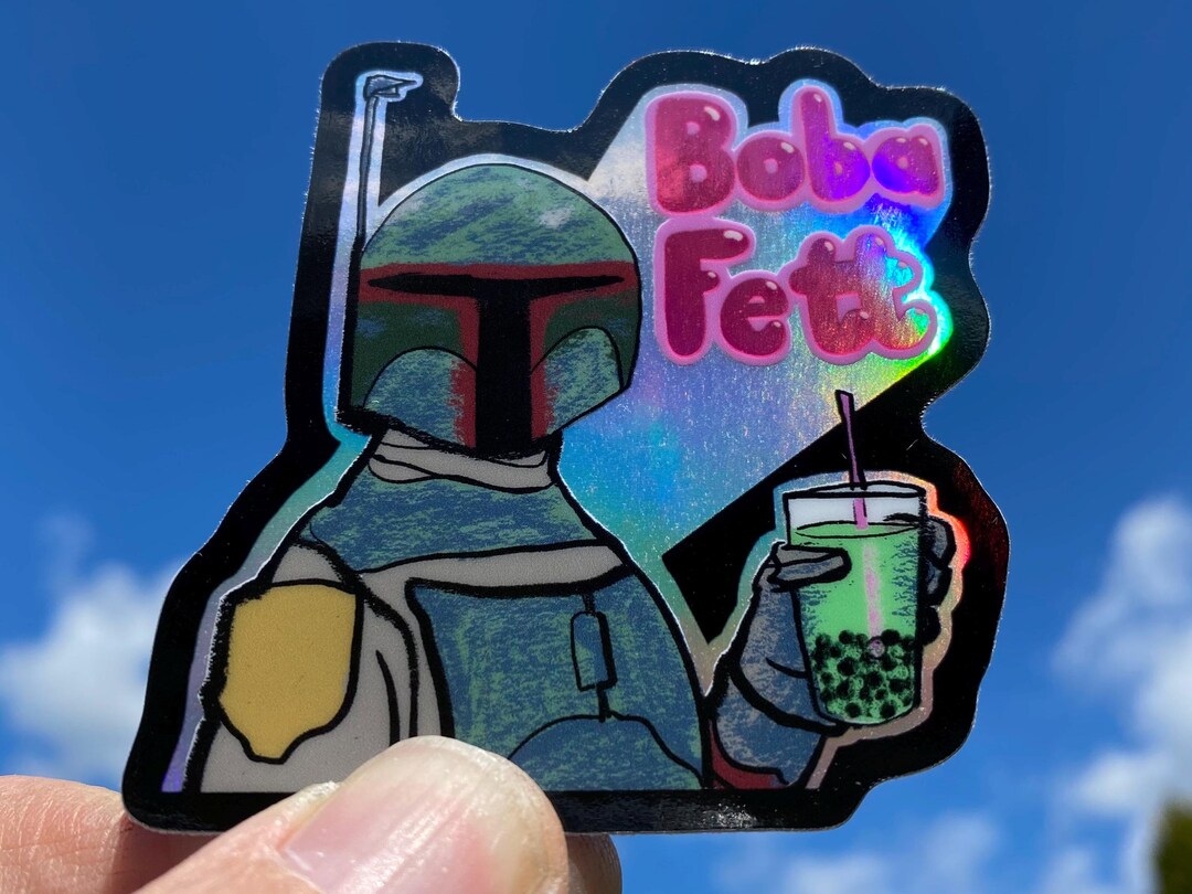 Boba Fett Holographic Sticker Boba Sticker Mandalorian Sticker Boba Tea ...