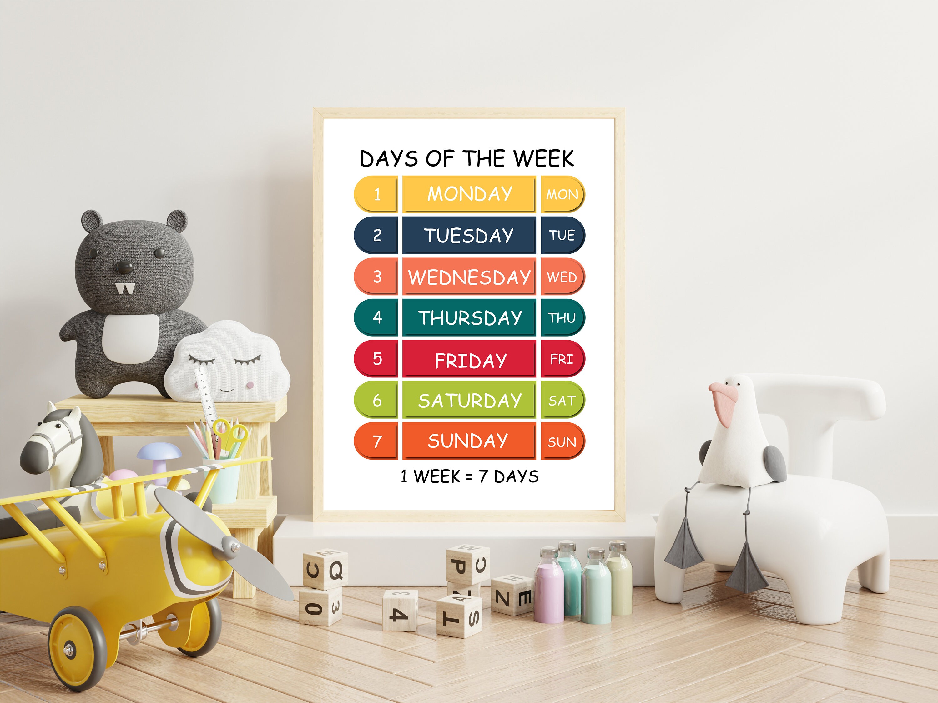Days of the Week Printable, Learning Posters for Toddlers, Montessori ...