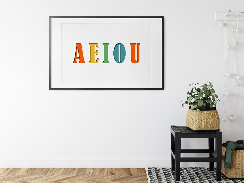 Vowel Printable, Vowel Poster, AEIOU Colourful Sign, Educational Poster ...