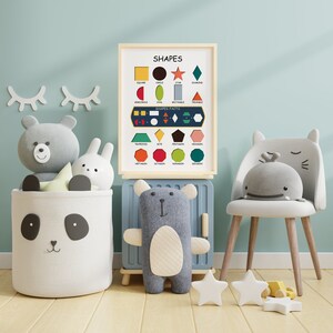 Homeschool Geometric Shapes Chart Poster, Rainbow Classroom Wall Art ...