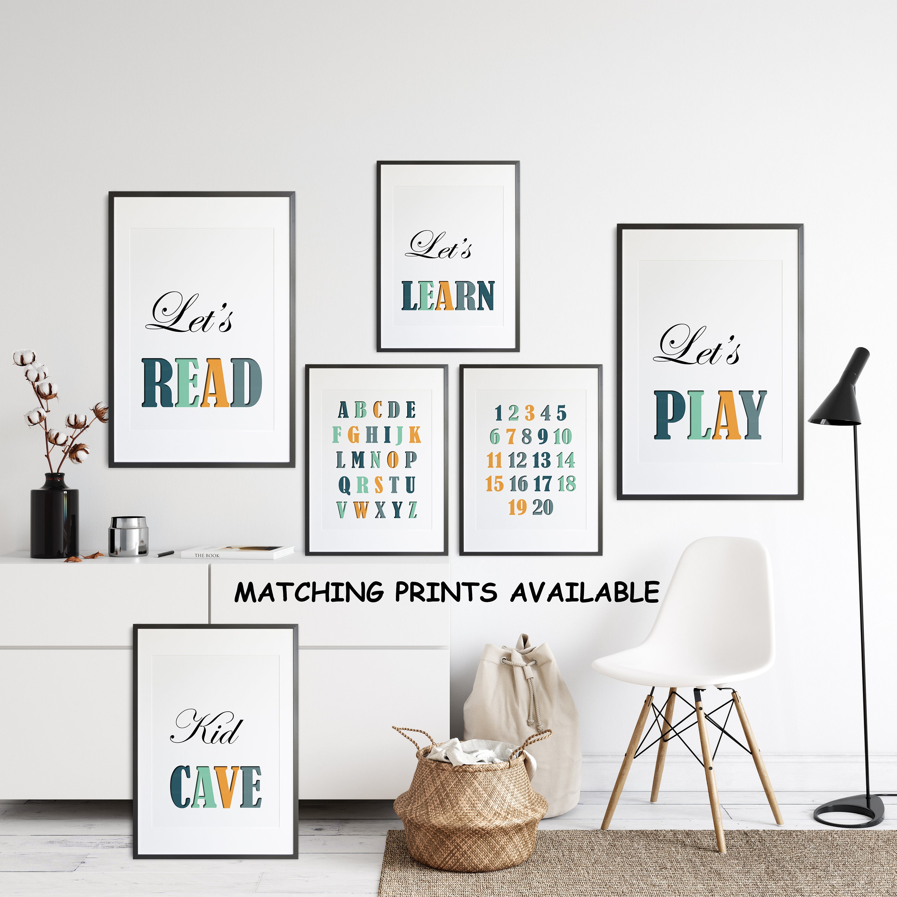 Lets Learn Playroom Printable, Set of 3 Prints, Alphabet Print, ABC ...