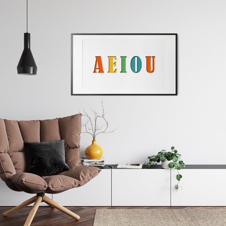 Vowel Printable, Vowel Poster, AEIOU Colourful Sign, Educational Poster ...