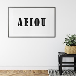 Vowel Printable Art, AEIOU Sign, Vowel Educational Poster, Classroom ...
