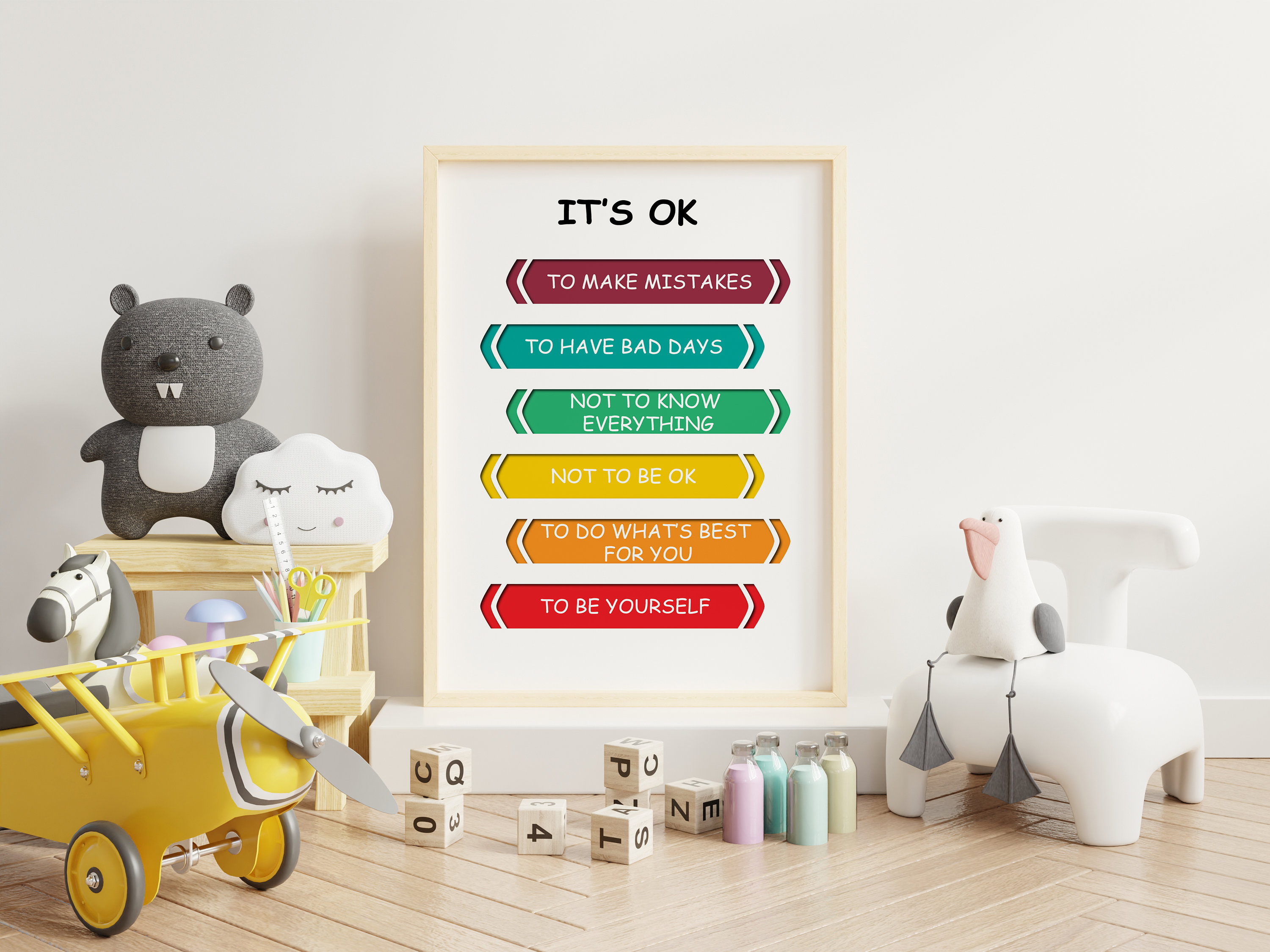 Va bene non essere ok Poster, affermazioni positive per bambini, stampa ...