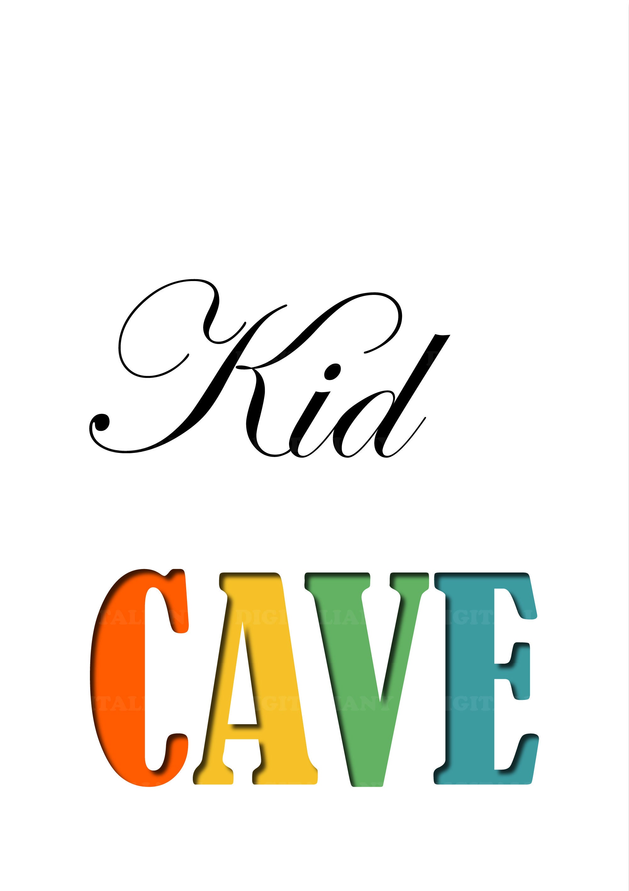 Kid Cave Sign Boys Nursery Decor Colourful Kid Cave Print - Etsy