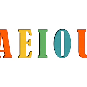 Vowel Printable, Vowel Poster, AEIOU Colourful Sign, Educational Poster ...