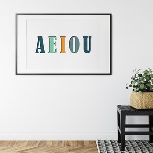 Vowel Printable Art Vowel Poster AEIOU Colour Sign | Etsy