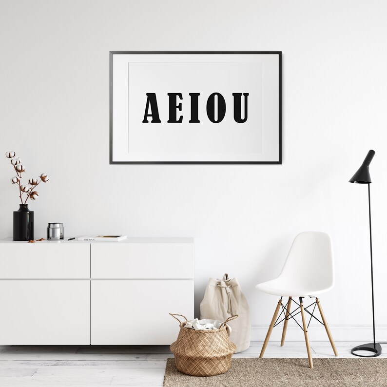 Vowel Printable Art, AEIOU Sign, Vowel Educational Poster, Classroom ...