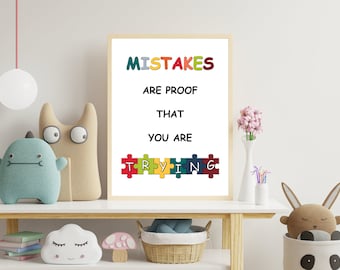 Mistakes Are Proof That You Are Trying Printables, Growth Mindset, Boho ...