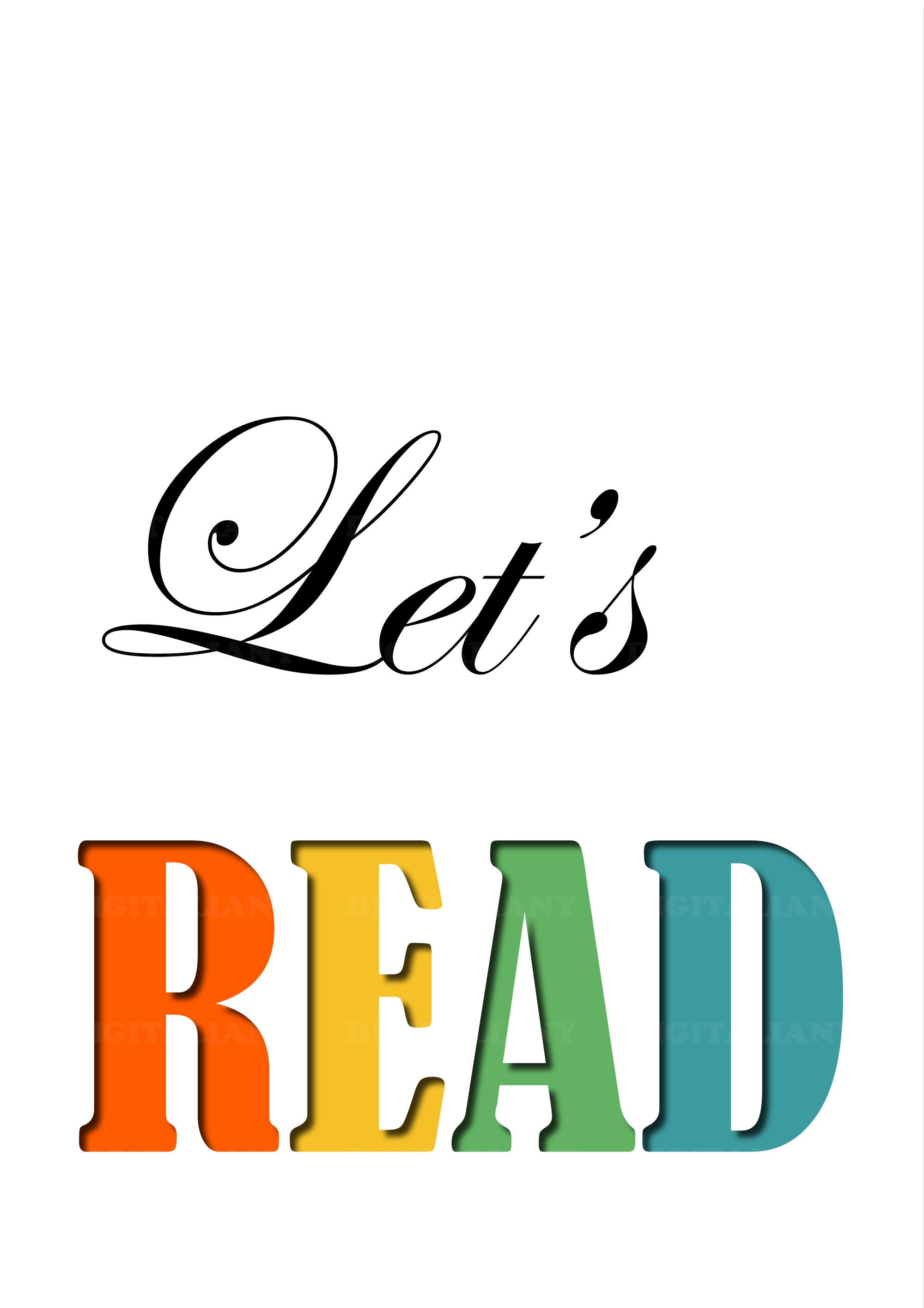 Let's Read Printable Let's Read Sign Playroom Wall - Etsy