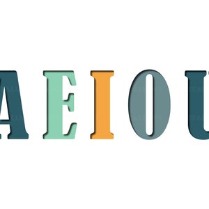 Vowel Printable Art Vowel Poster AEIOU Colour Sign | Etsy