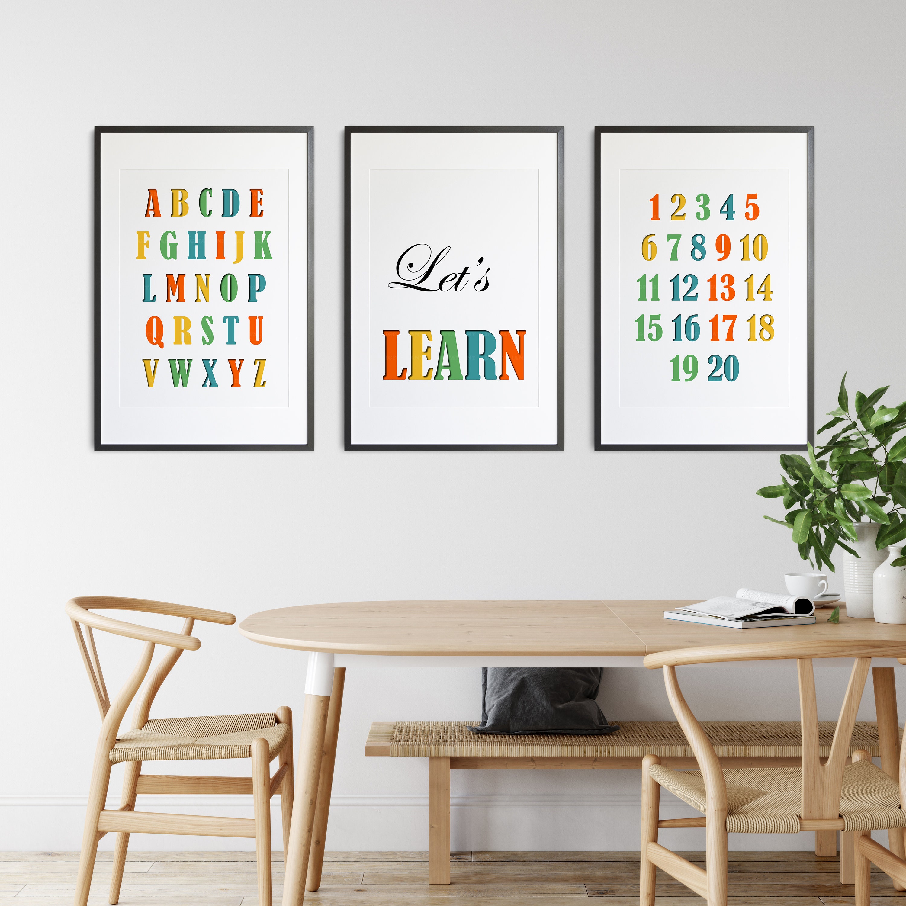 Lets Learn Alphabet Set of 3 Prints Download Alphabet Print - Etsy