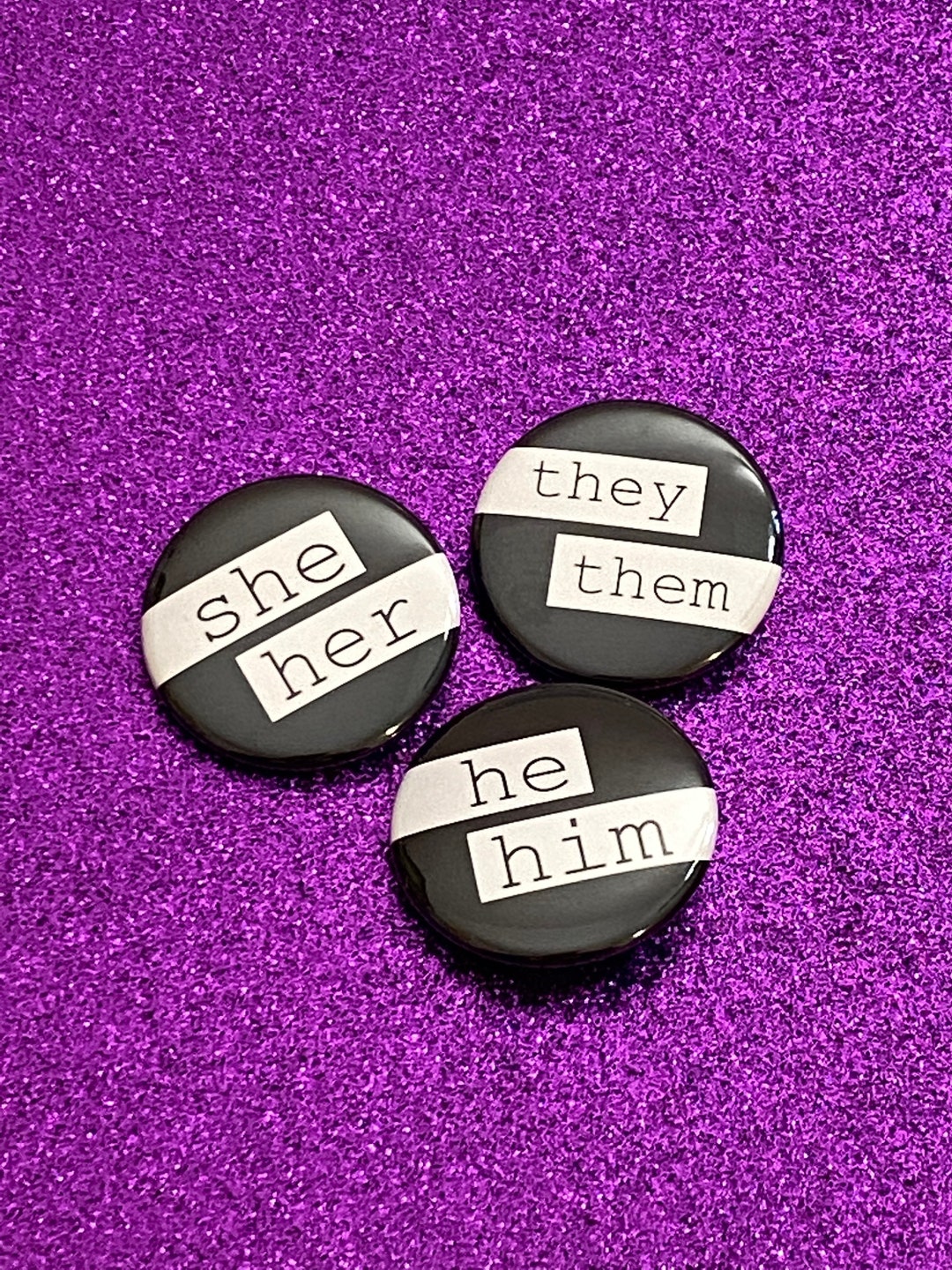 Pronoun Button Simple Pronoun Pinback Button 1 5 Inch Etsy Israel