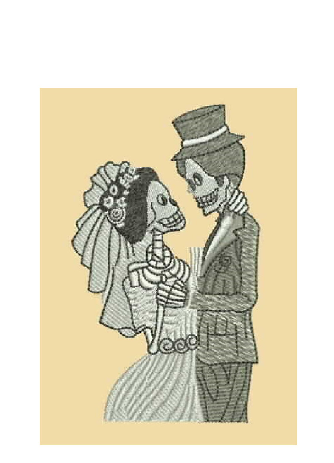 Bride & Groom Skeleton Logo Design for Embroidery - Etsy