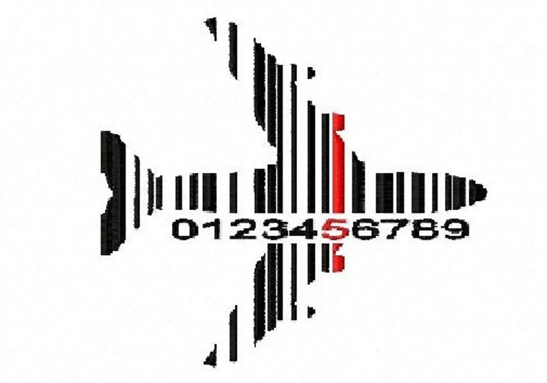 Barcode Airplane Logo Design for Machine Embroidery (TESTED) - Etsy