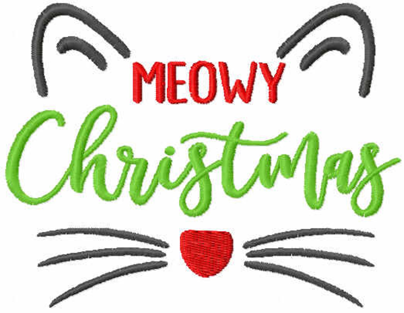 Meowy Christmas Embroidery Design - Etsy