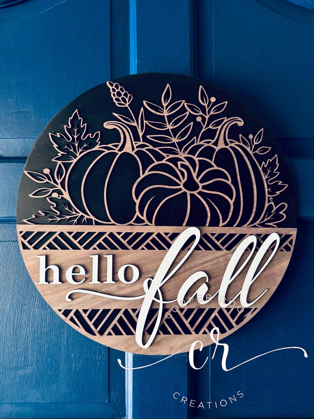 Hello Fall Door Sign / Pumpkin Door Sign / Fall Sign - Etsy
