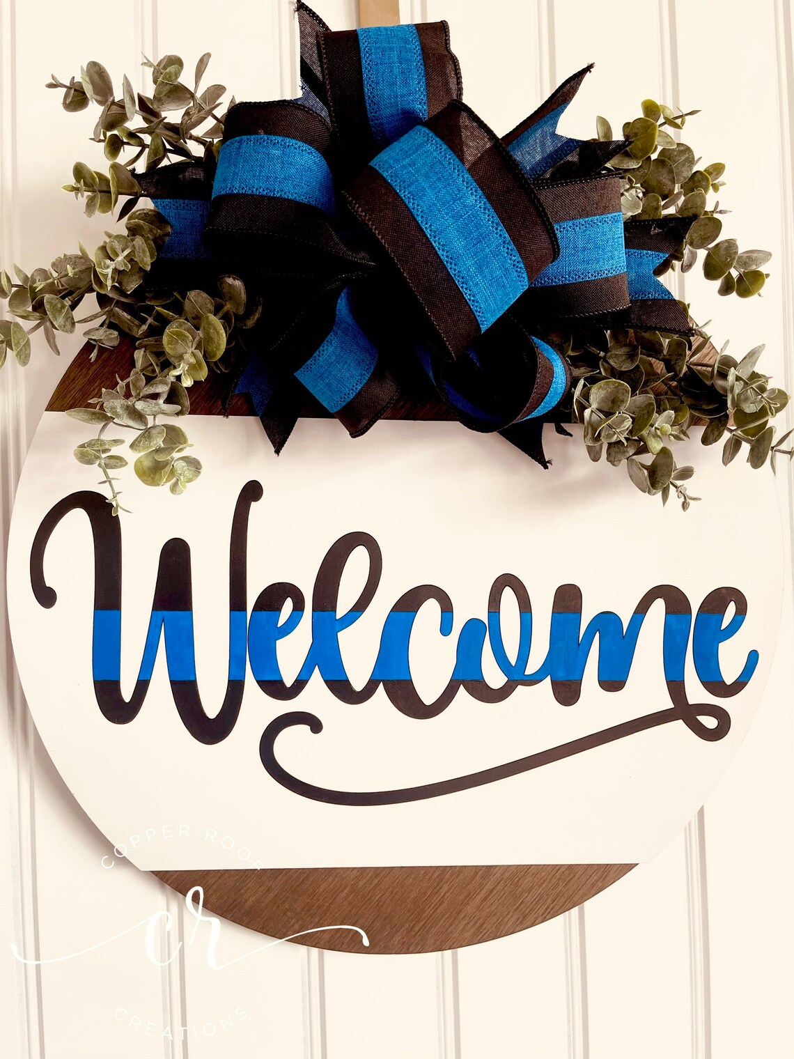 Welcome Blue Line Door Hanger / Police Welcome Sign / Blue | Etsy