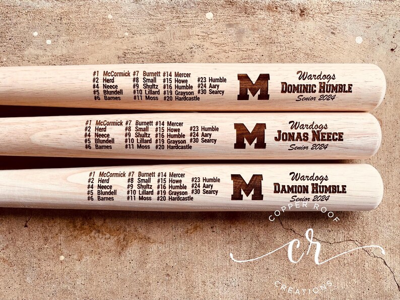 Custom Engraved Mini Baseball Bats / Senior Night Baseball Gift ...