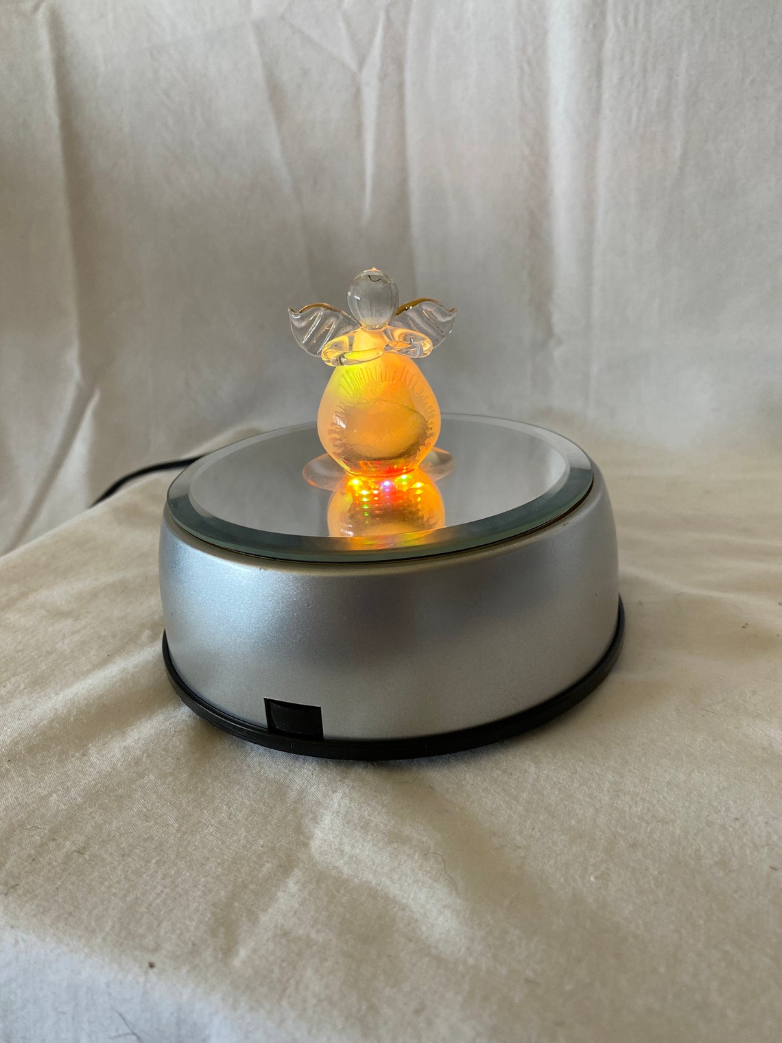 Rotating Lighted Display Stand With Silver Base Multi - Etsy