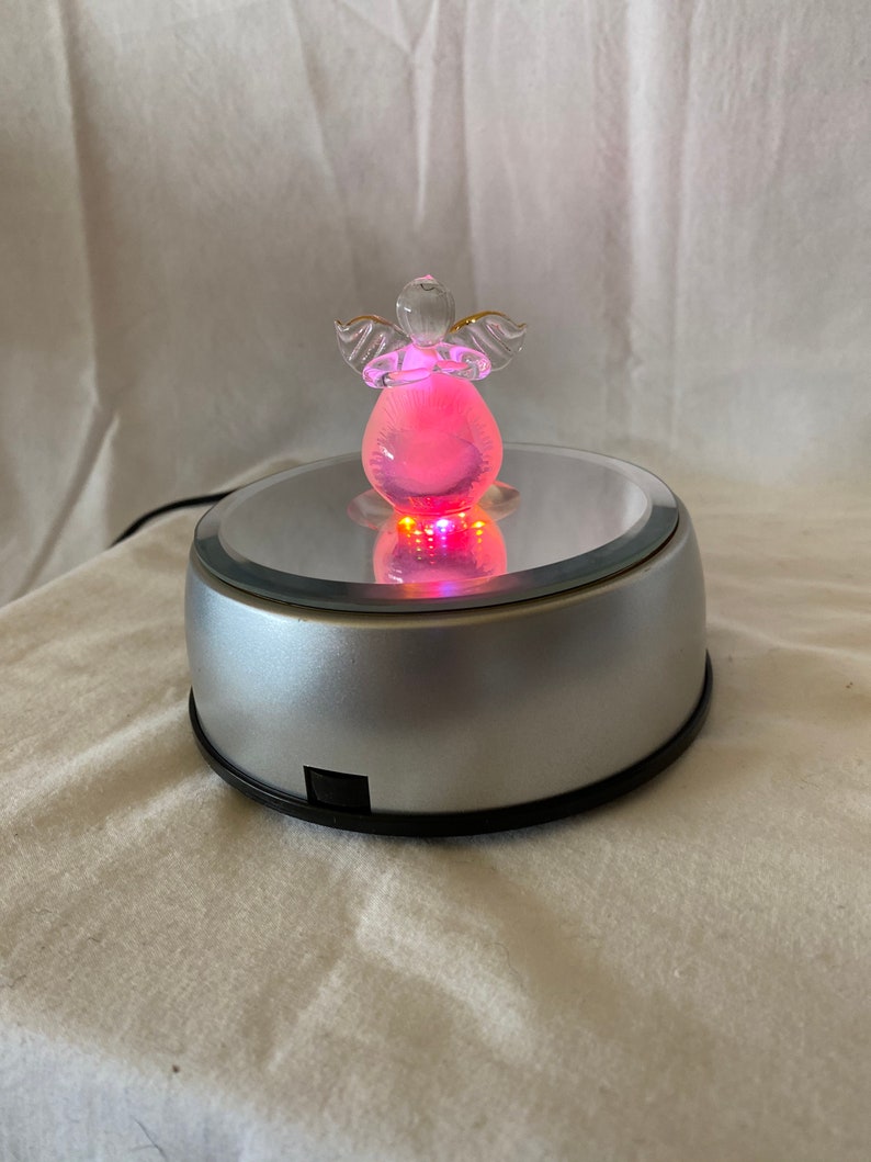 Rotating Lighted Display Stand With Silver Base Multi - Etsy