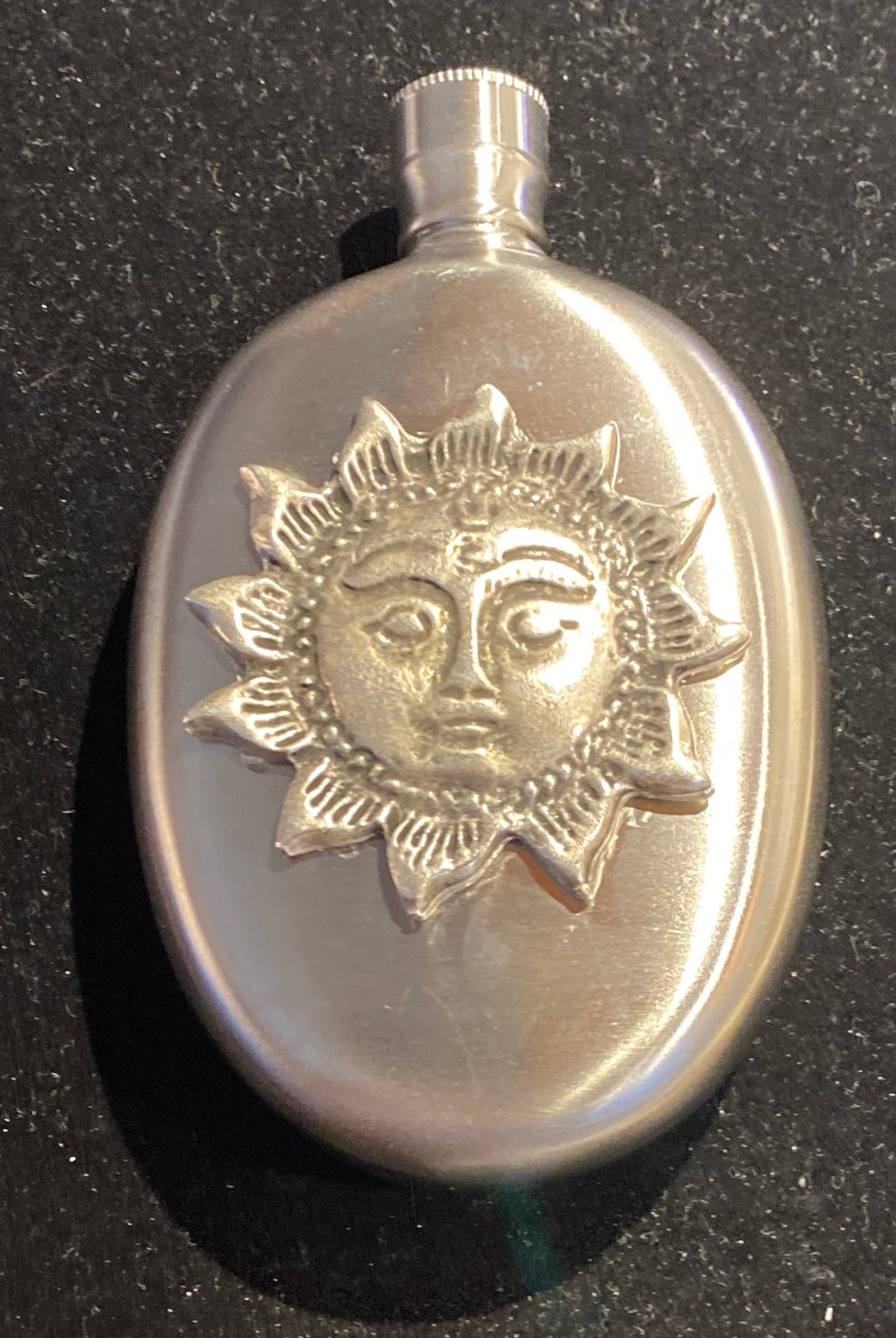 Oval Fflask With Sun Burst, Stainless Steel Flask 3.5 Oz Flask NEW - Etsy