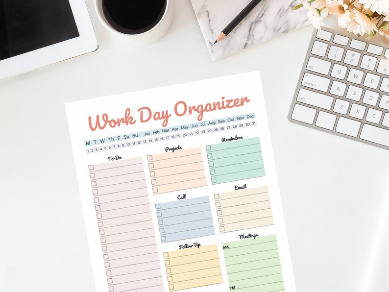 Work Day Planner Editable Organizer Printable Work Planner - Etsy