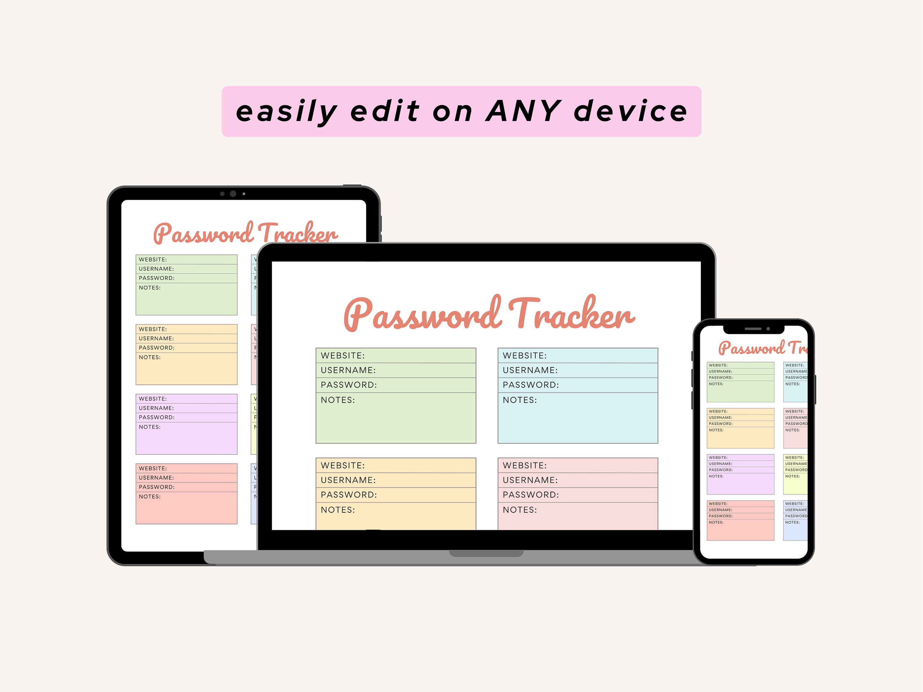 Password Tracker | Fillable and Printable | Password Organizer ...