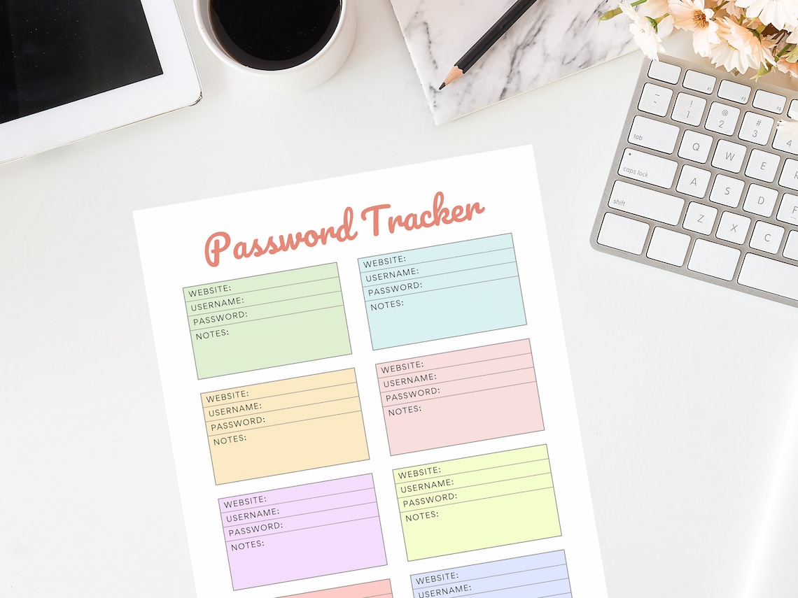 Password Tracker | Fillable and Printable | Password Organizer ...