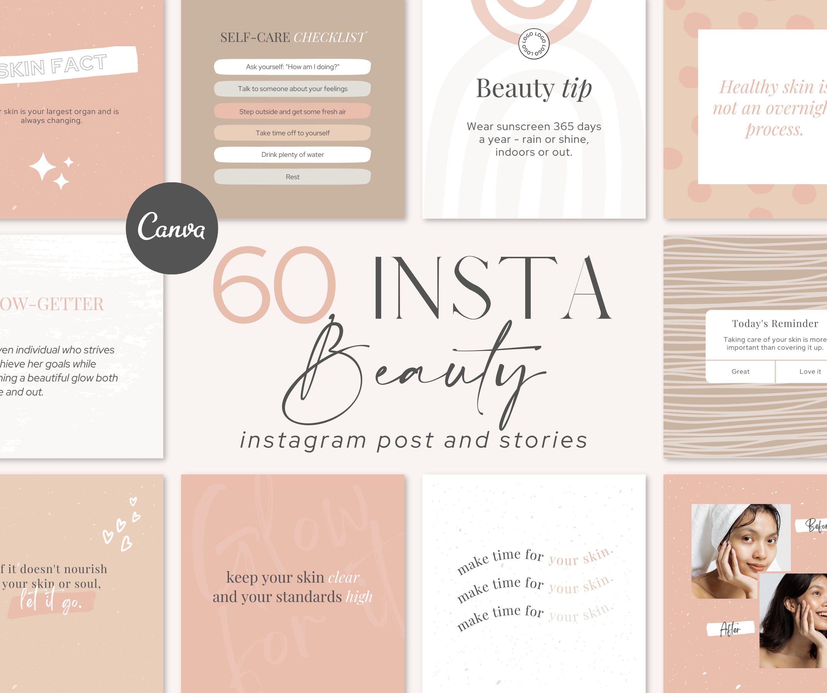 60 Insta Beauty Templates Esthetician Instagram Skincare - Etsy