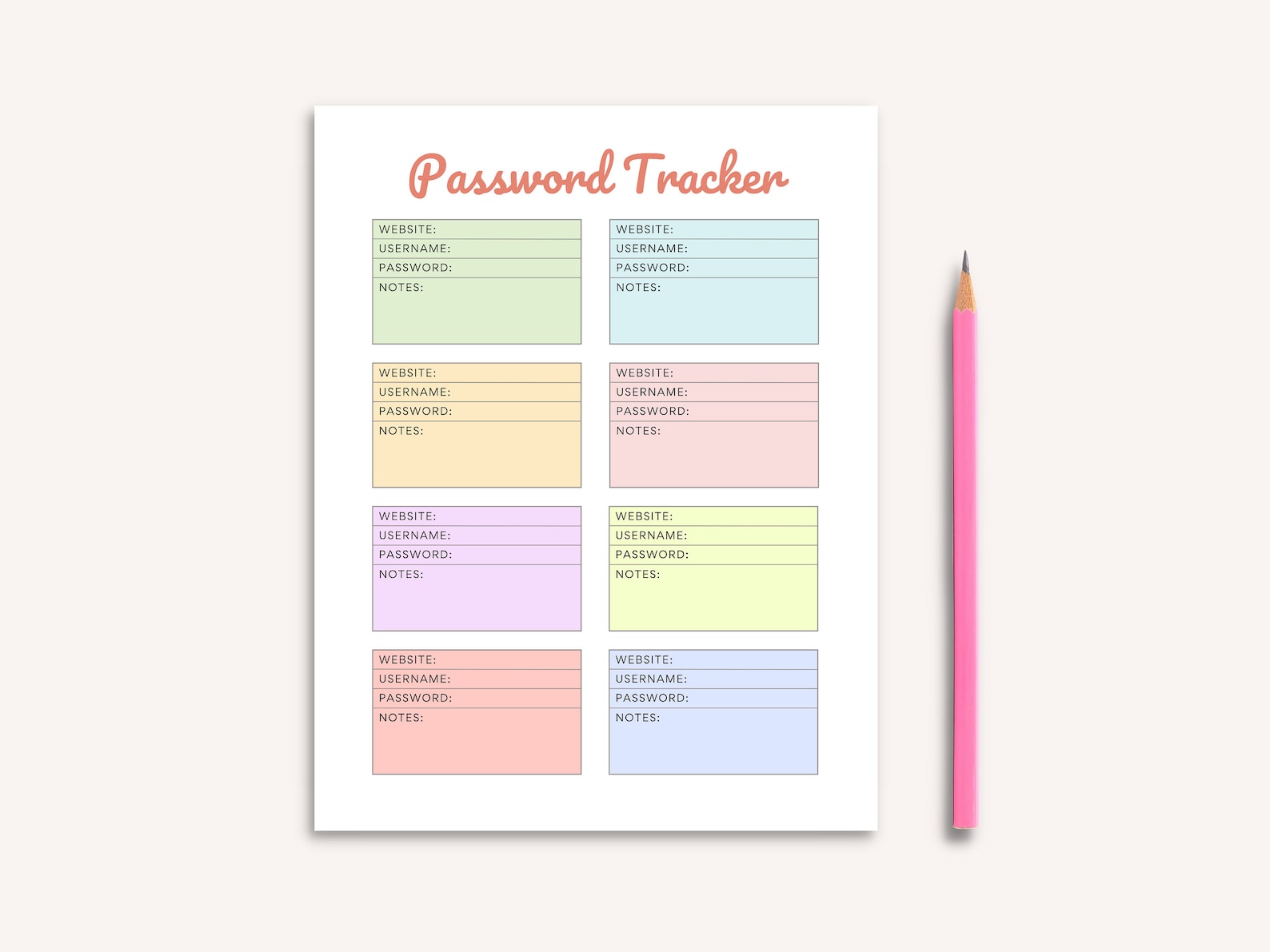 Password Tracker | Fillable and Printable | Password Organizer ...