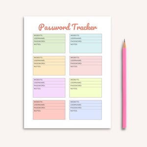 Password Tracker | Fillable and Printable | Password Organizer ...