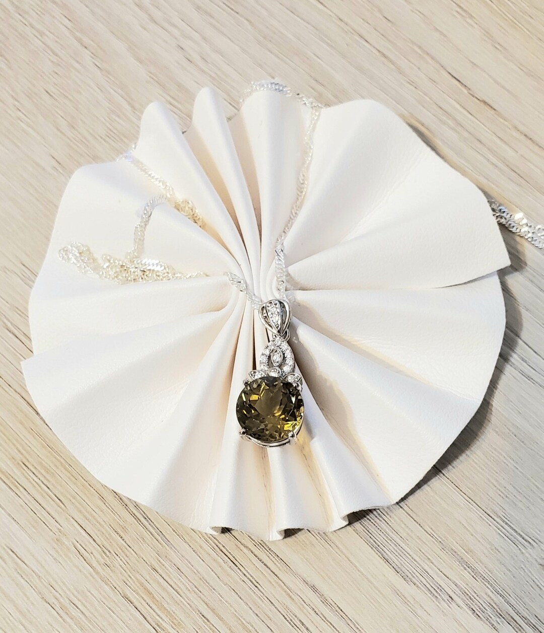 Art Deco Style Natural Yellow Quartz Pendant, Silver 3.67CT Yellow ...