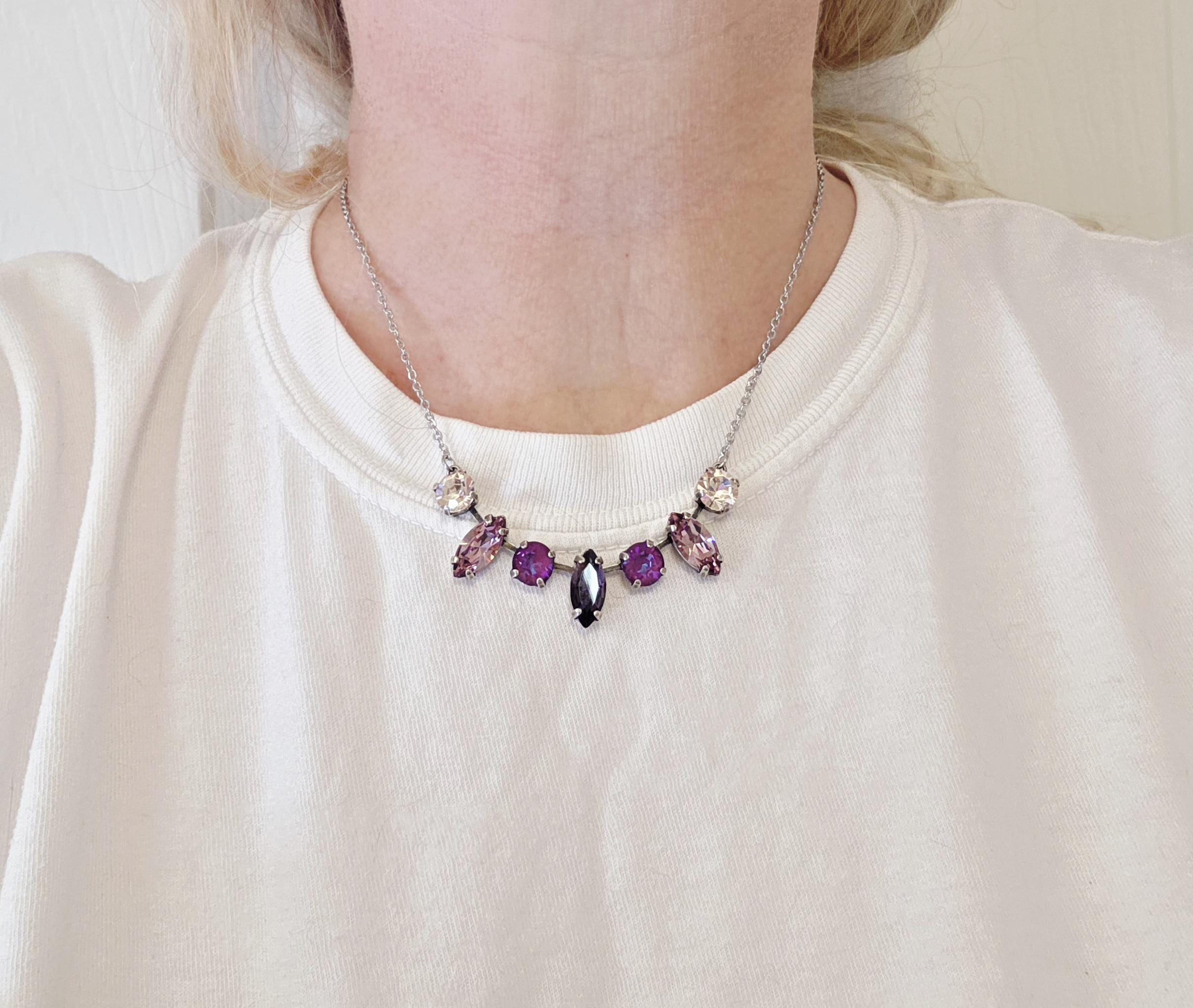 Bridgerton Necklace, Victorian Lavender Crystal, Regency Jewelry - Etsy