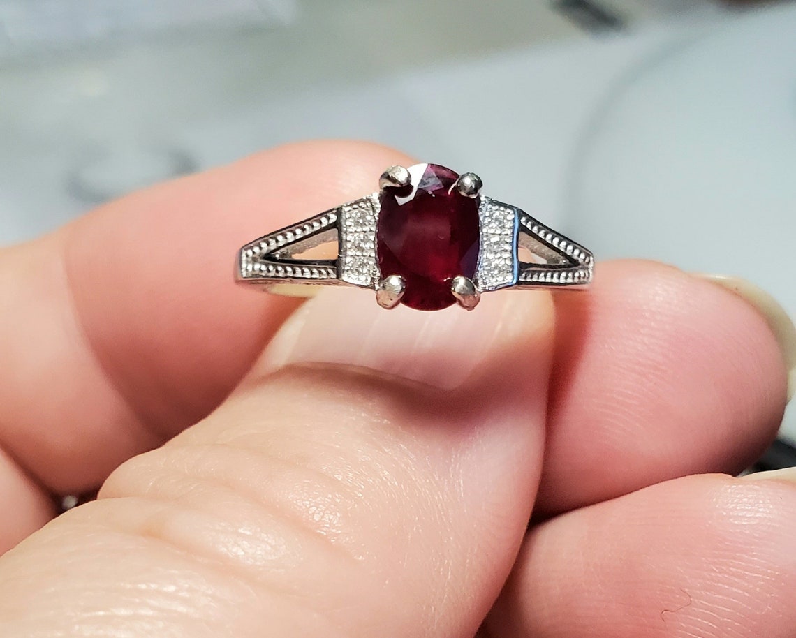 Genuine Ruby Red Natural Gemstone Sterling Silver Ring Art | Etsy