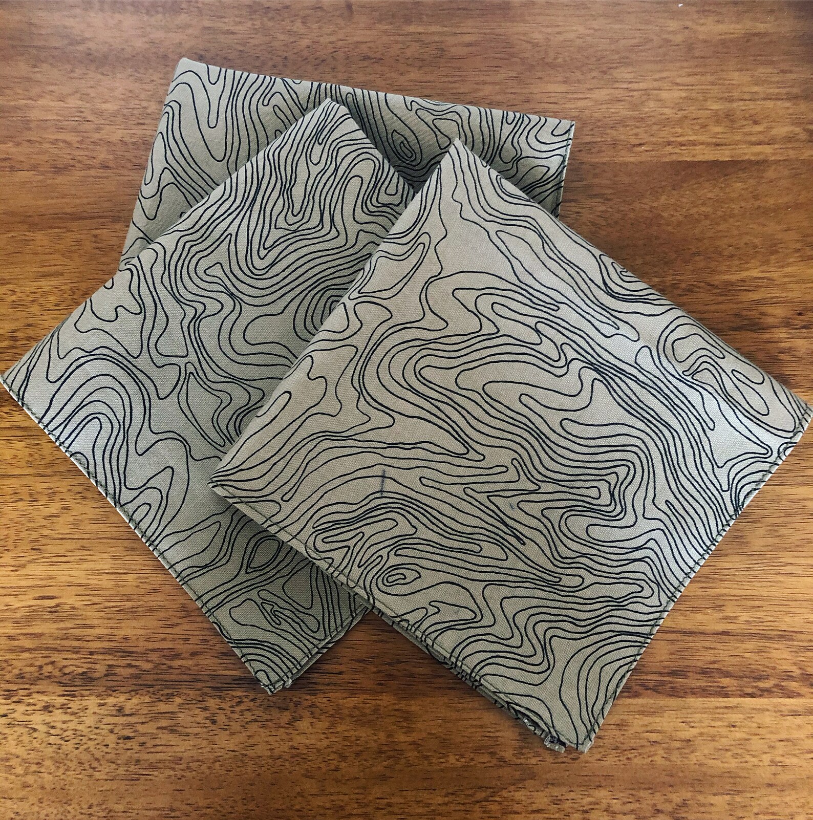 Two Handkerchiefs : forest Topography and Kona navy Hank - Etsy