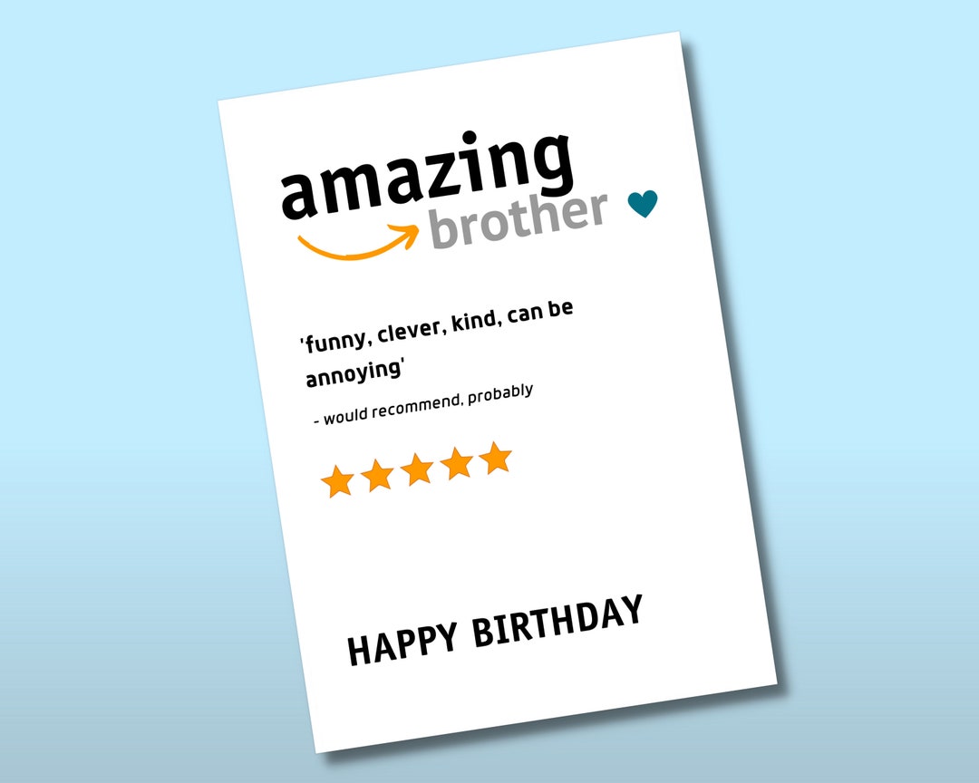 Brother Birthday Card Amazing Brother Funny Banter Card - Etsy
