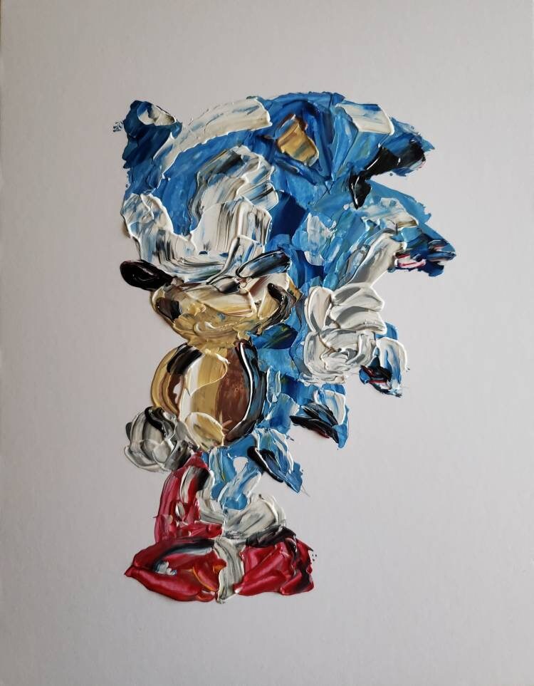 Original Abstract Sonic The Hedgehog Pop Art Painting Deco Artwork For ...