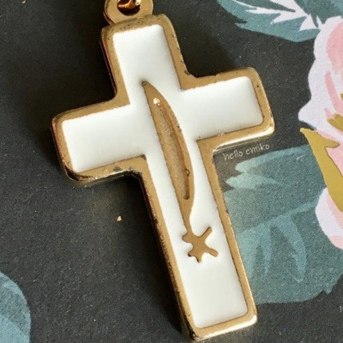 Guardian Angel Double Sided Cross White Enamel Crucifix - Etsy