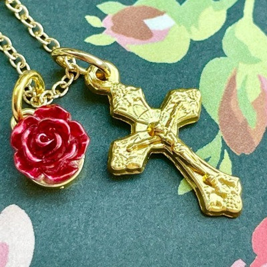 Beautiful Gold Toned Jesus Crucifix From Italy With Raised Metal Red ...